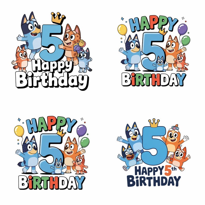 Bluey 5th Birthday PNG Clipart Set - High Quality Digital Download for ...