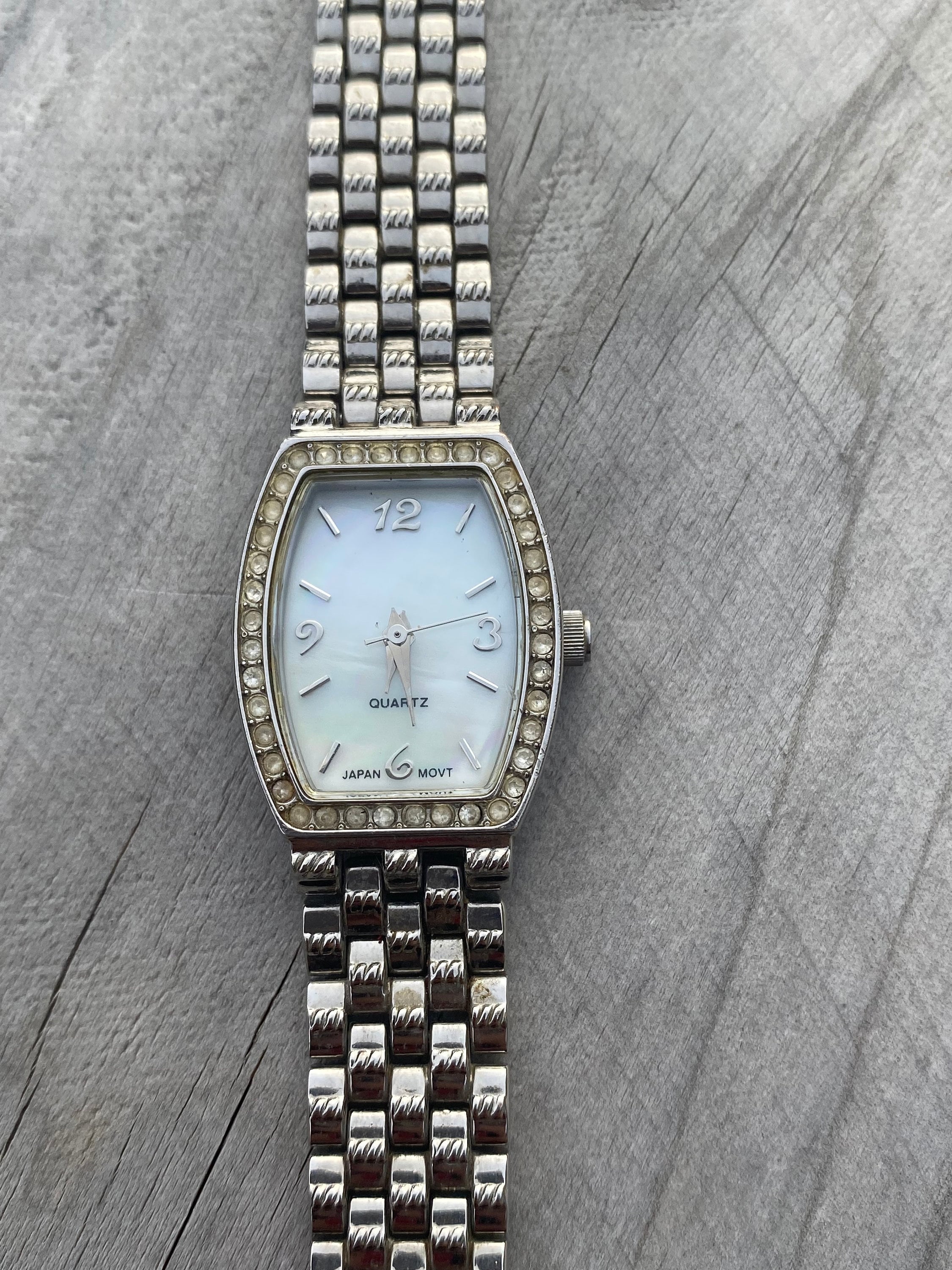 Vintage Pearl Face Watch Diamond Frame Silver Tone - Etsy