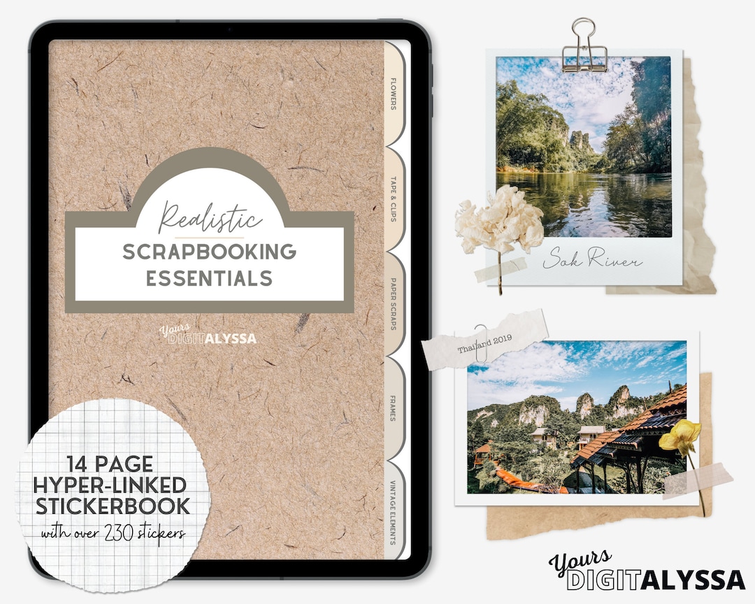 Realistic Digital Scrapbook Stickers Basic Scrapbook - Etsy