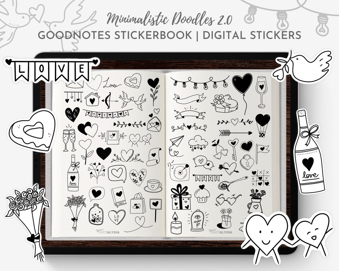 Doodle Heart Digital Stickers, Doodle Stickers, Cute Stickers, Cute ...