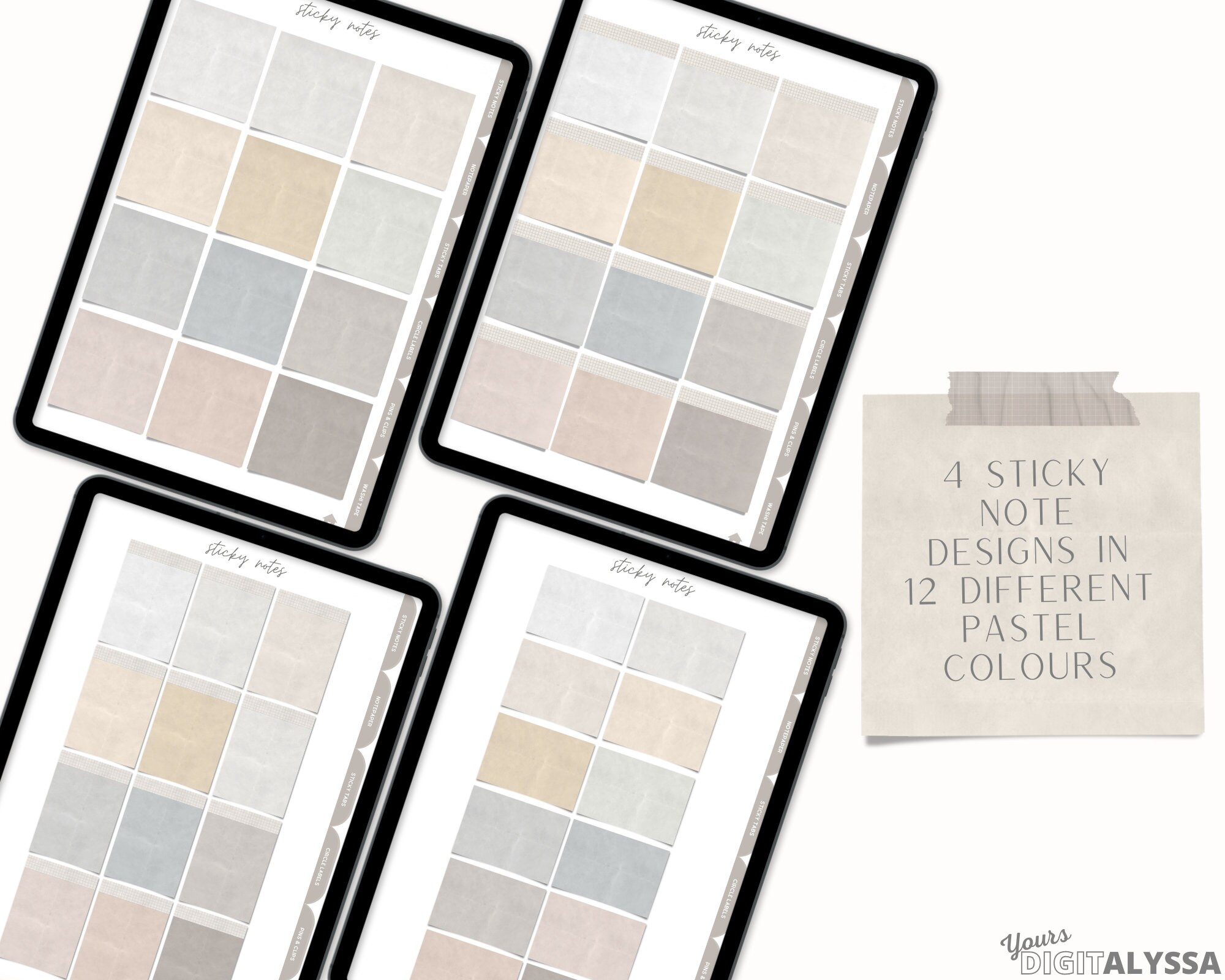 Digital Sticky Notes Digital Note-taking Stickers Digital - Etsy