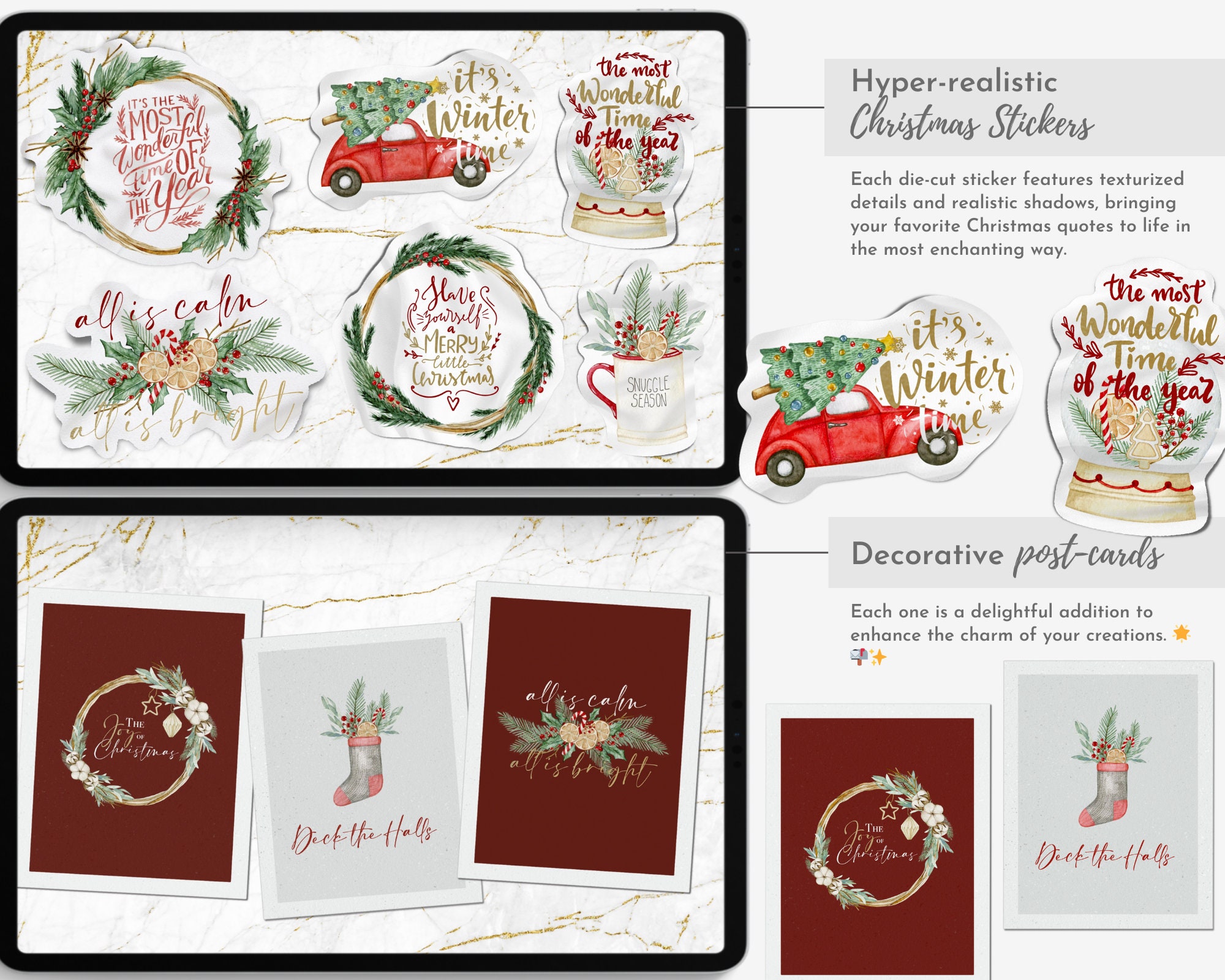 Christmas Digital Stickers, Christmas Stickers, Holiday Stickers ...
