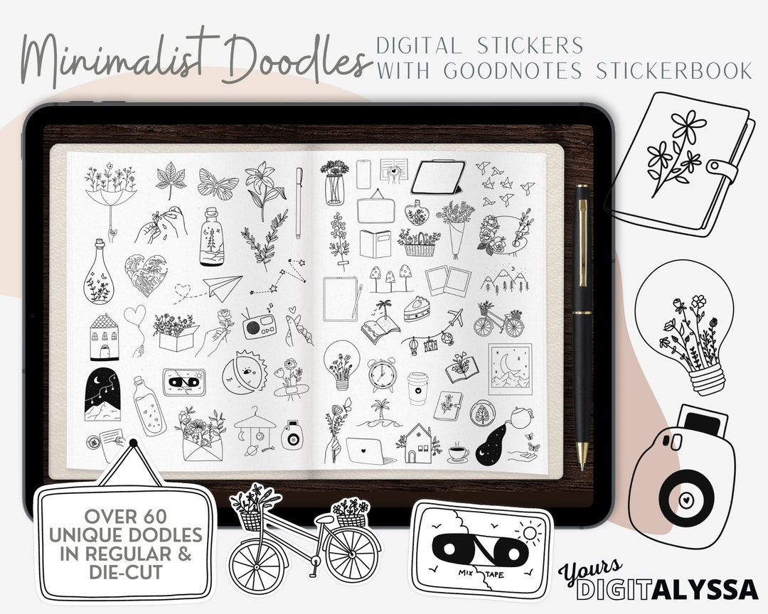 Minimalist Doodles Digital Stickers Minimalist Digital - Etsy