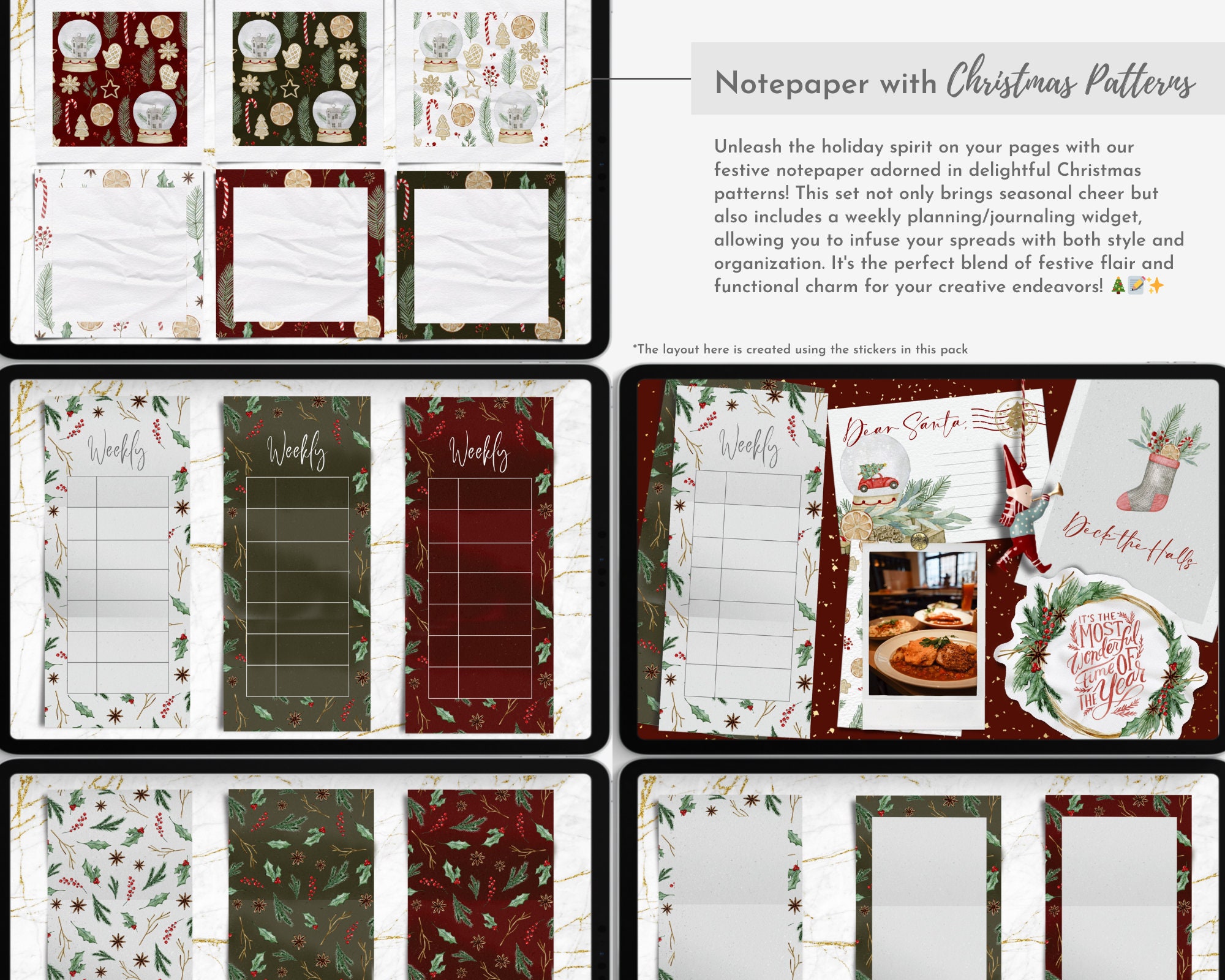 Christmas Digital Stickers, Christmas Stickers, Holiday Stickers ...