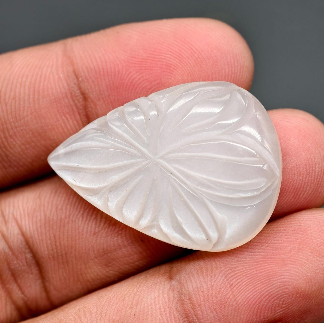 Natural Carved White Moonstone | Authentic Handcrafted Moonstone Gem ...