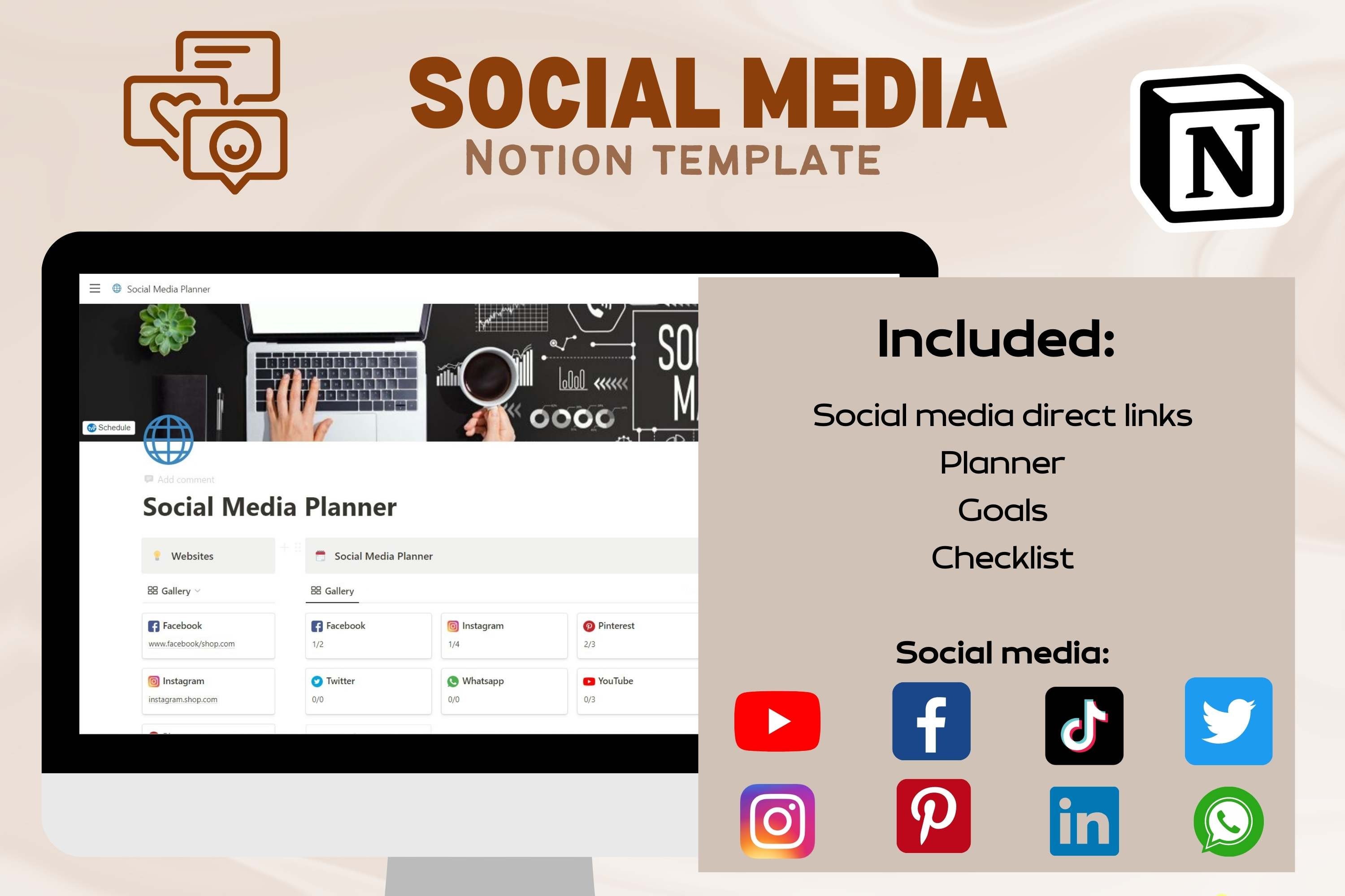 Social Median Planner Notion Template, Social Media Content Planner for ...