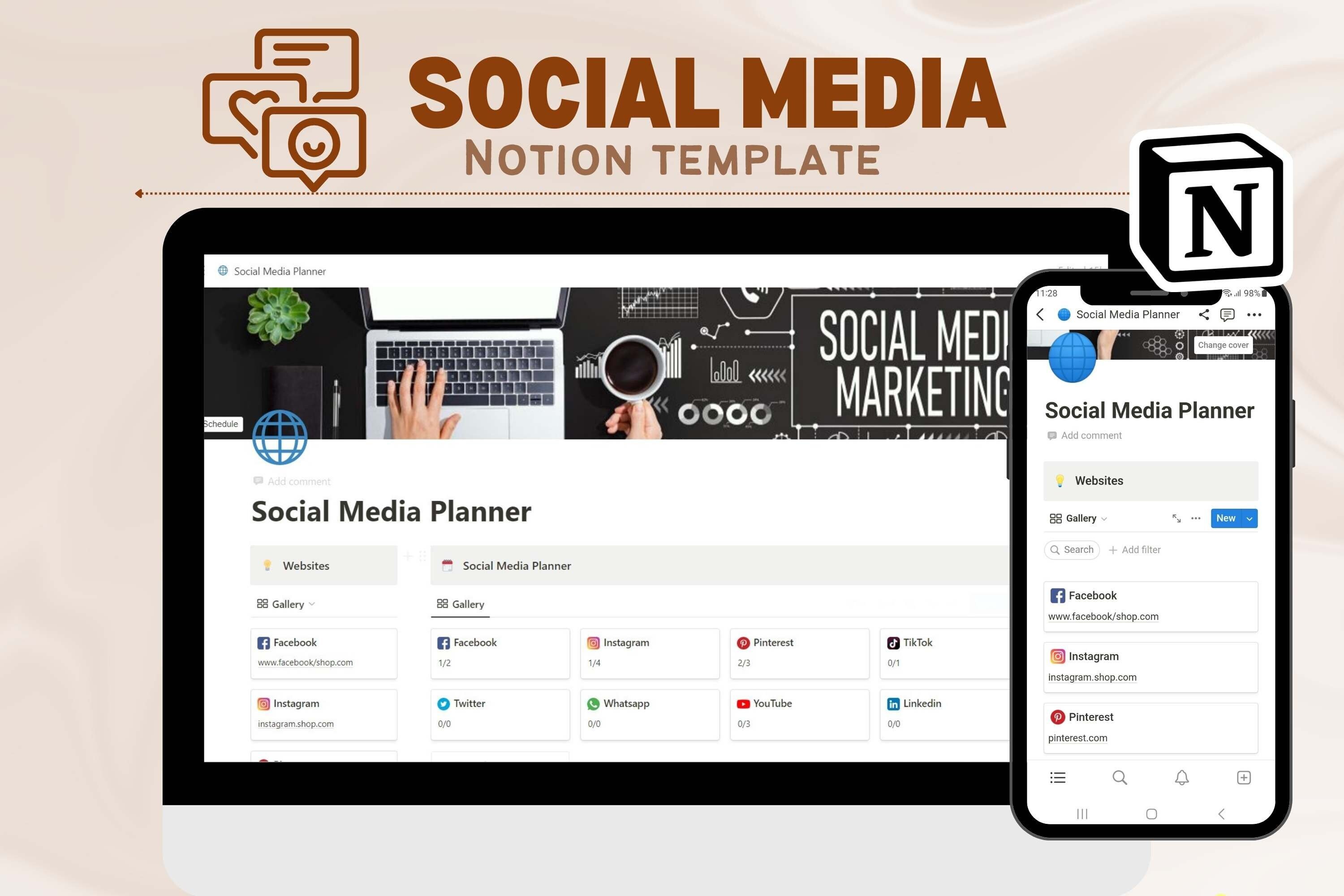 Social Median Planner Notion Template, Social Media Content Planner for ...