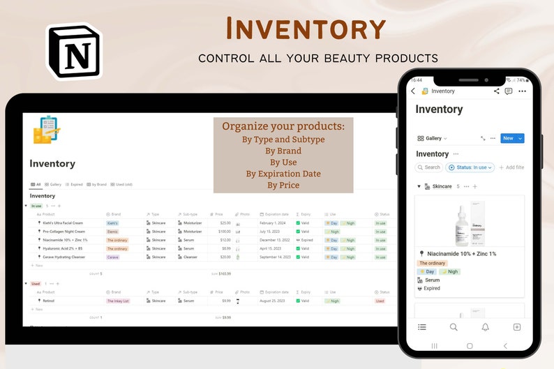 Beauty Tracker Dashboard Notion Template, Skincare Routine Planner ...