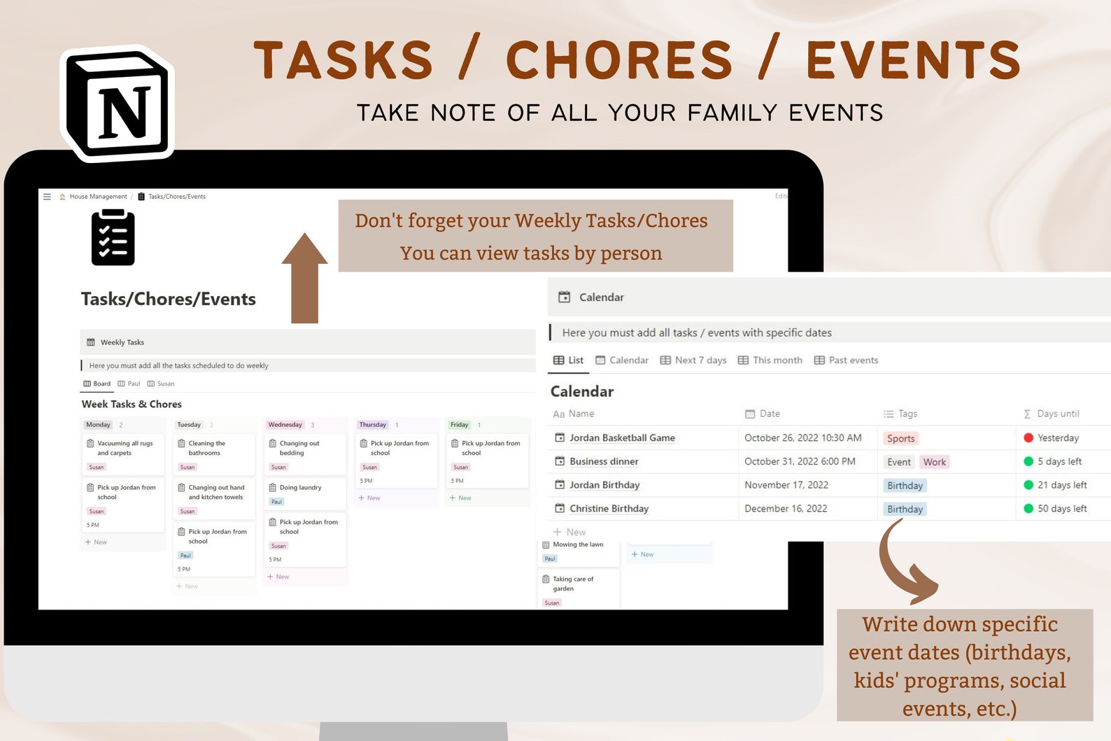 House Management Notion Template, Home Tasks & Chores Organizer ...