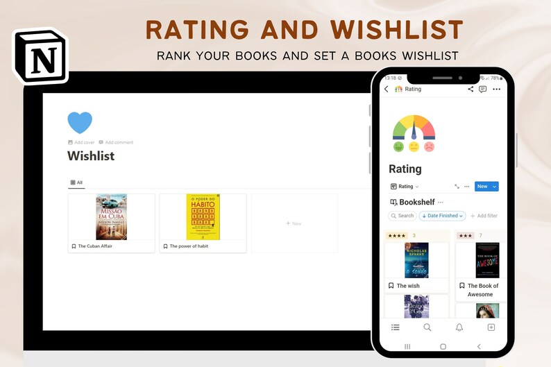 Bookshelf Dashboard Notion Template, Book Organization, Reading ...