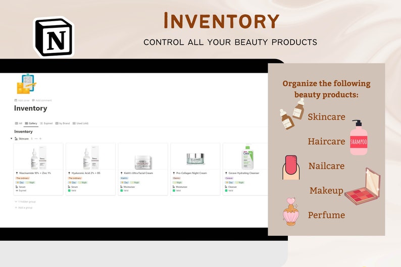 Beauty Tracker Dashboard Notion Template, Skincare Routine Planner ...