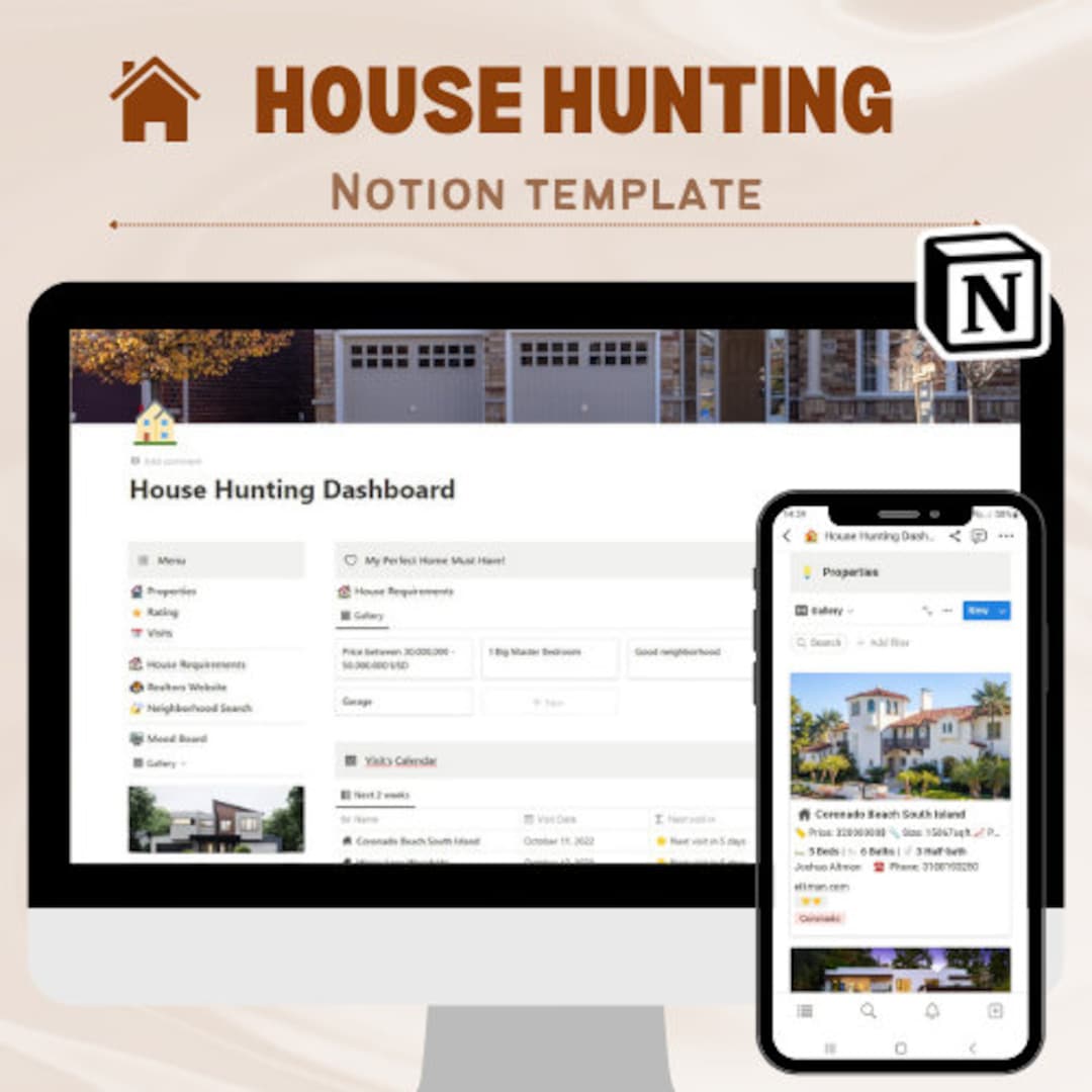 House Hunting Notion Template, Real State House Checklist, Home Buying ...