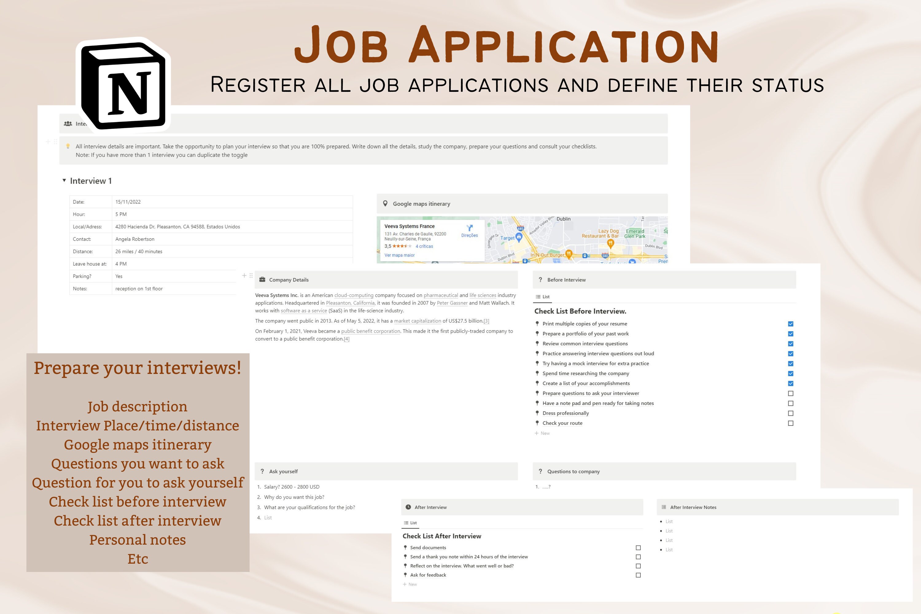 Job Hunting Notion Template, Job Tracker Digital Planner, Career Plan ...
