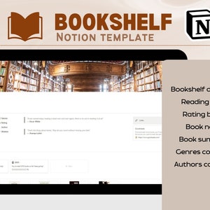 Bookshelf Dashboard Notion Template, Book Organization, Reading ...