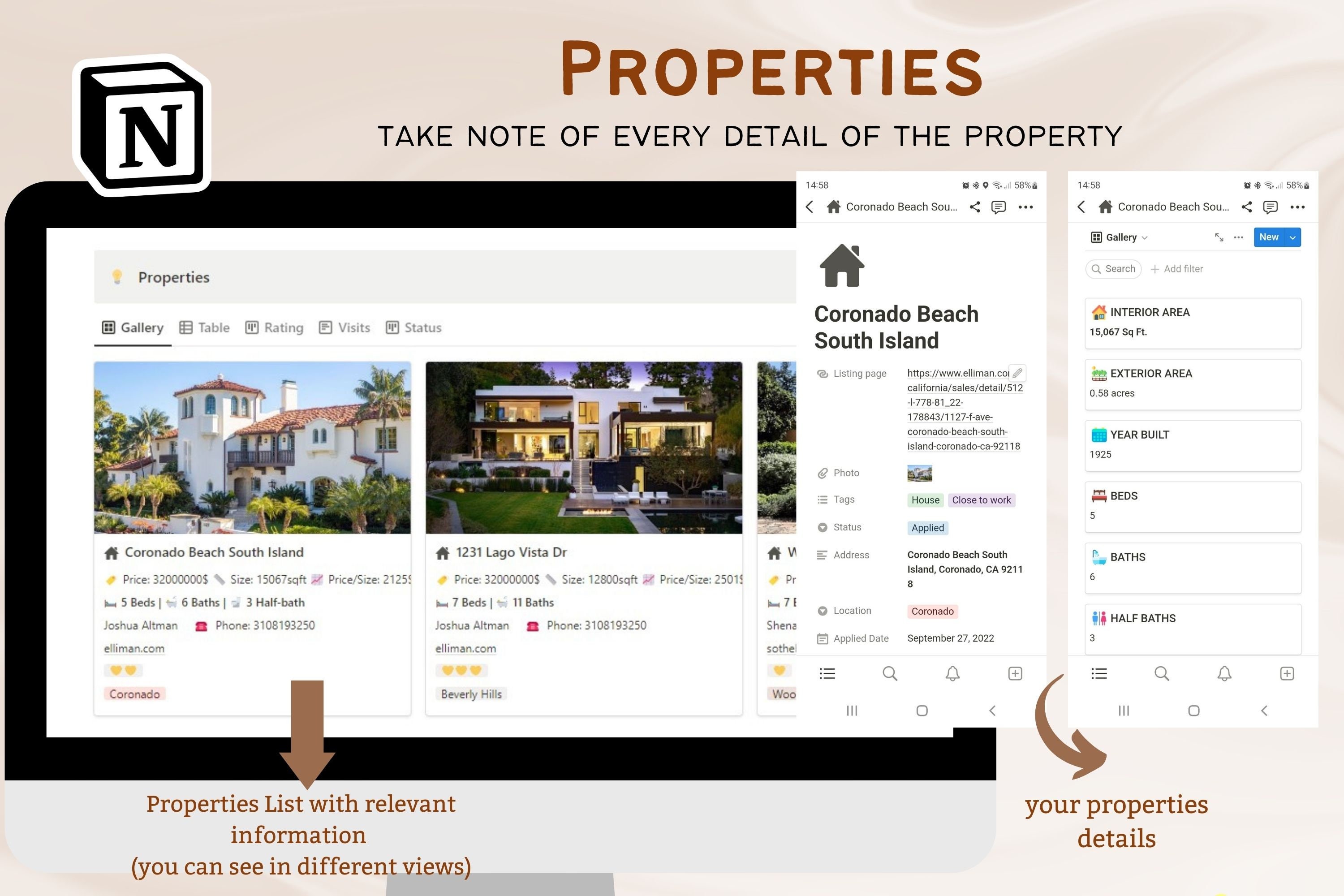 House Hunting Notion Template, Real State House Checklist, Home Buying Searching Organizer ...