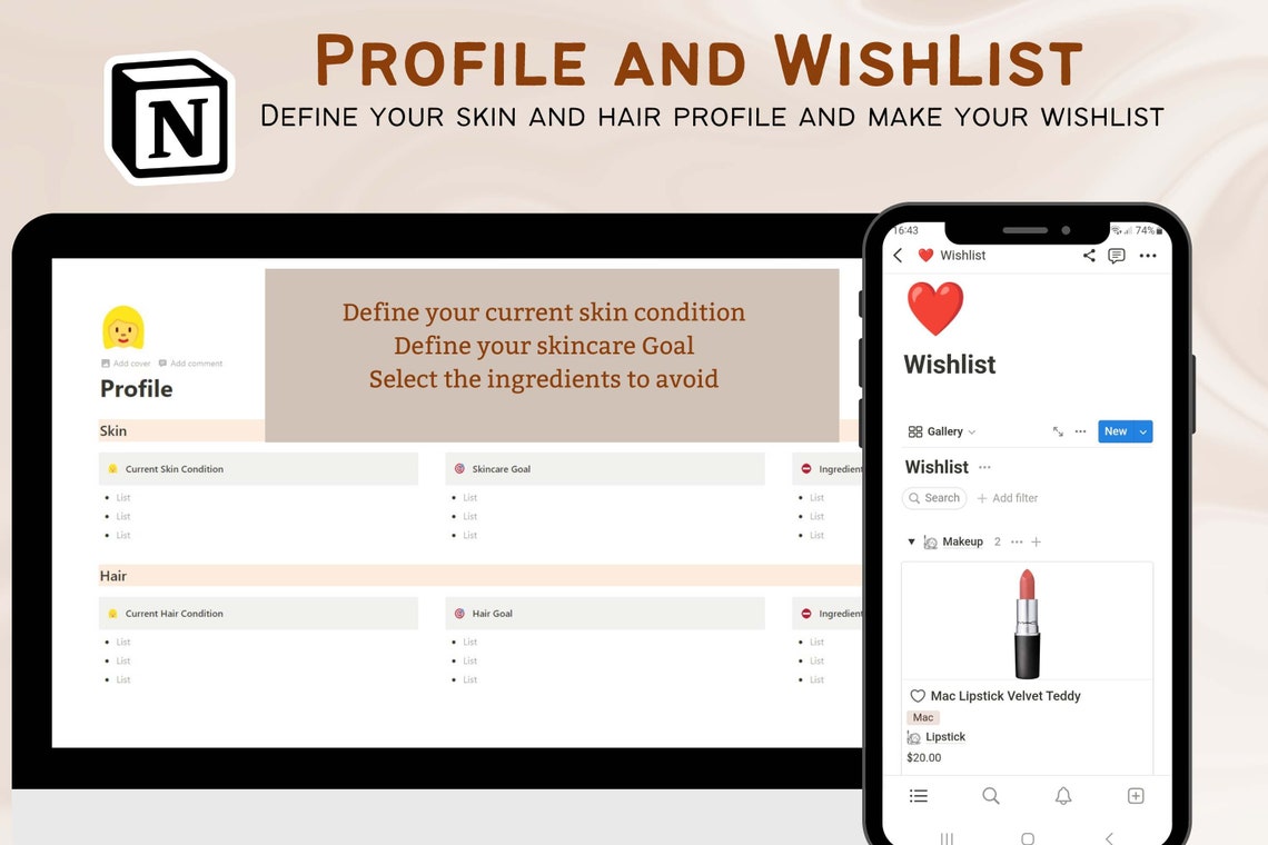 Beauty Tracker Dashboard Notion Template, Skincare Routine Planner ...