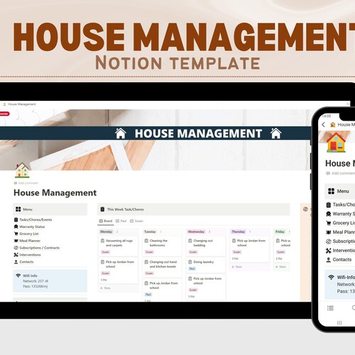 House Management Notion Template Home Tasks & Chores - Etsy