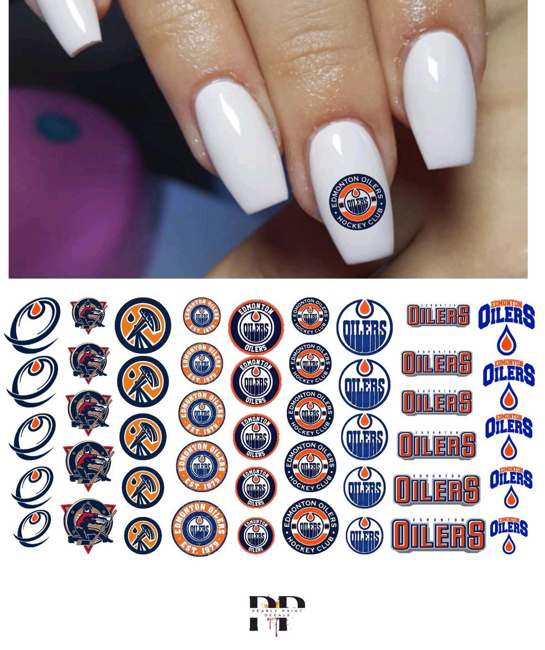 Oilers Waterslide Nail Decals - Etsy