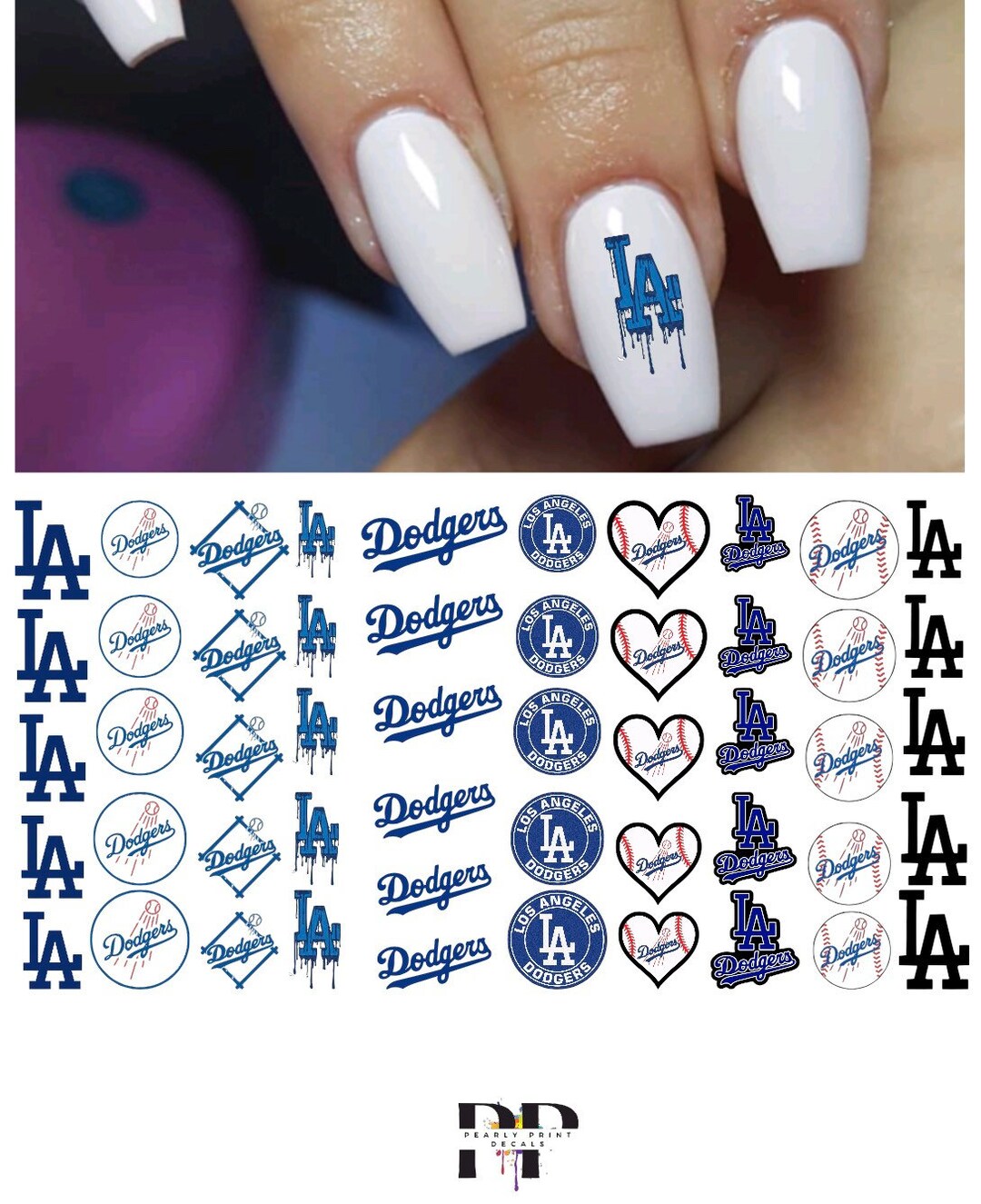 Los Angeles Dodgers Baseball Nail Art Decals - Etsy