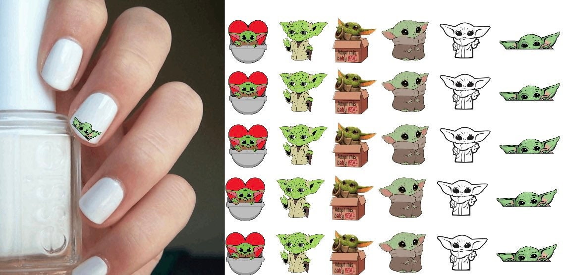 Baby Yoda Mix Waterslide Nail Decals | Etsy