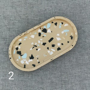 Terrazzo Oval Jesmonite Tray Decorative Key Tray Customizable EDC Tray ...
