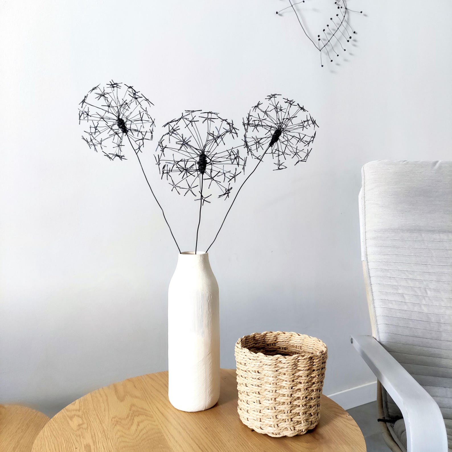 Dandelion From Metal Wire Wire Floral Sculpture Minimalist Line Art ...