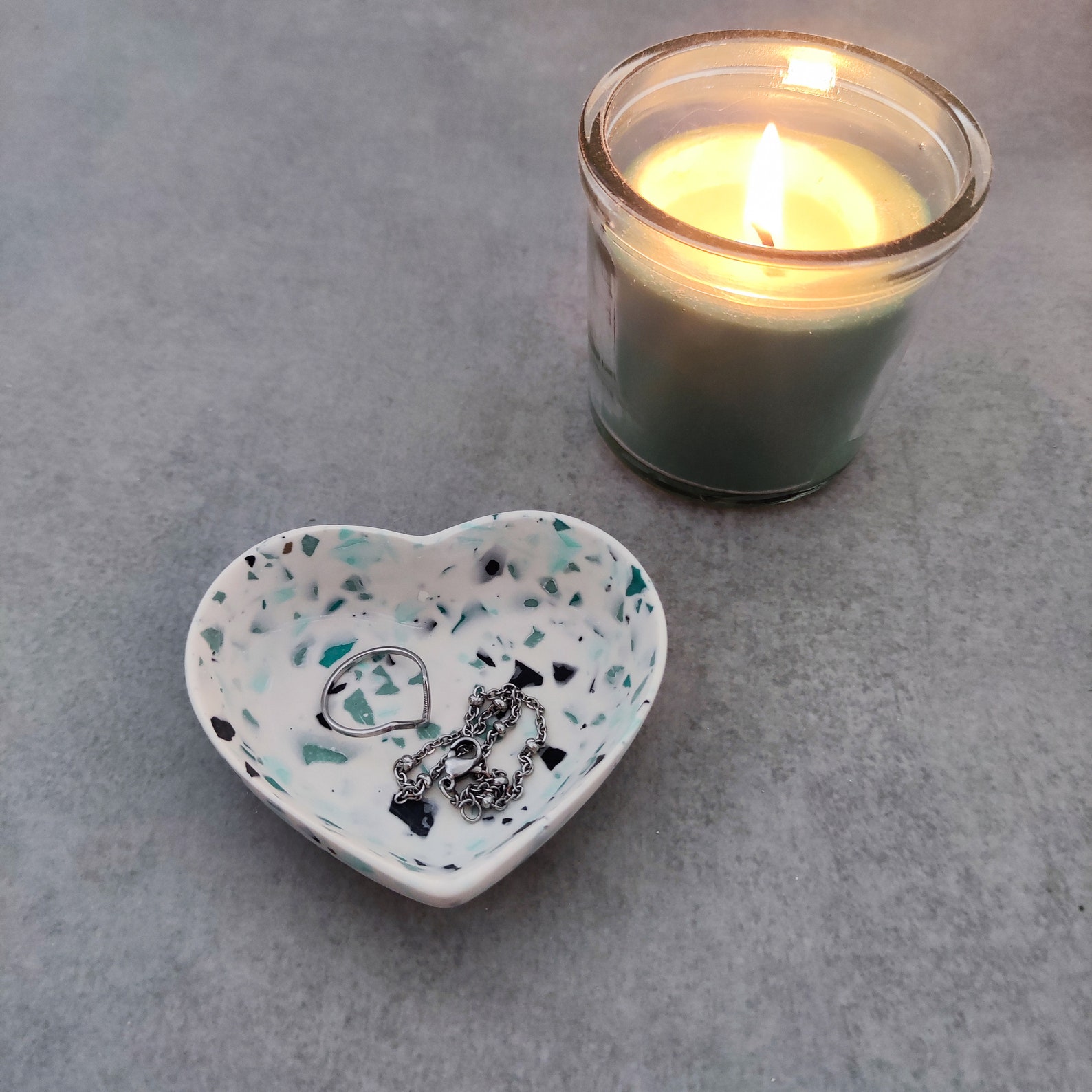 Terrazzo Heart Tray Jesmonite Key Tray Tealight Candle - Etsy