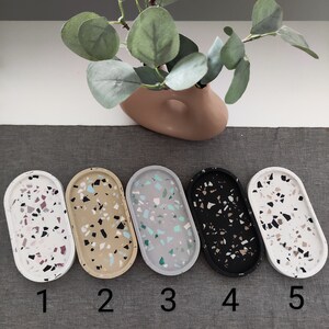 Terrazzo Oval Jesmonite Tray Decorative Key Tray Customizable EDC Tray ...