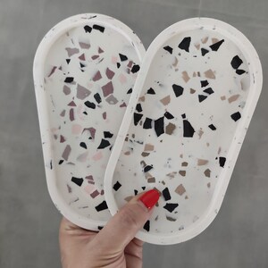 Terrazzo Oval Jesmonite Tray Decorative Key Tray Customizable EDC Tray ...