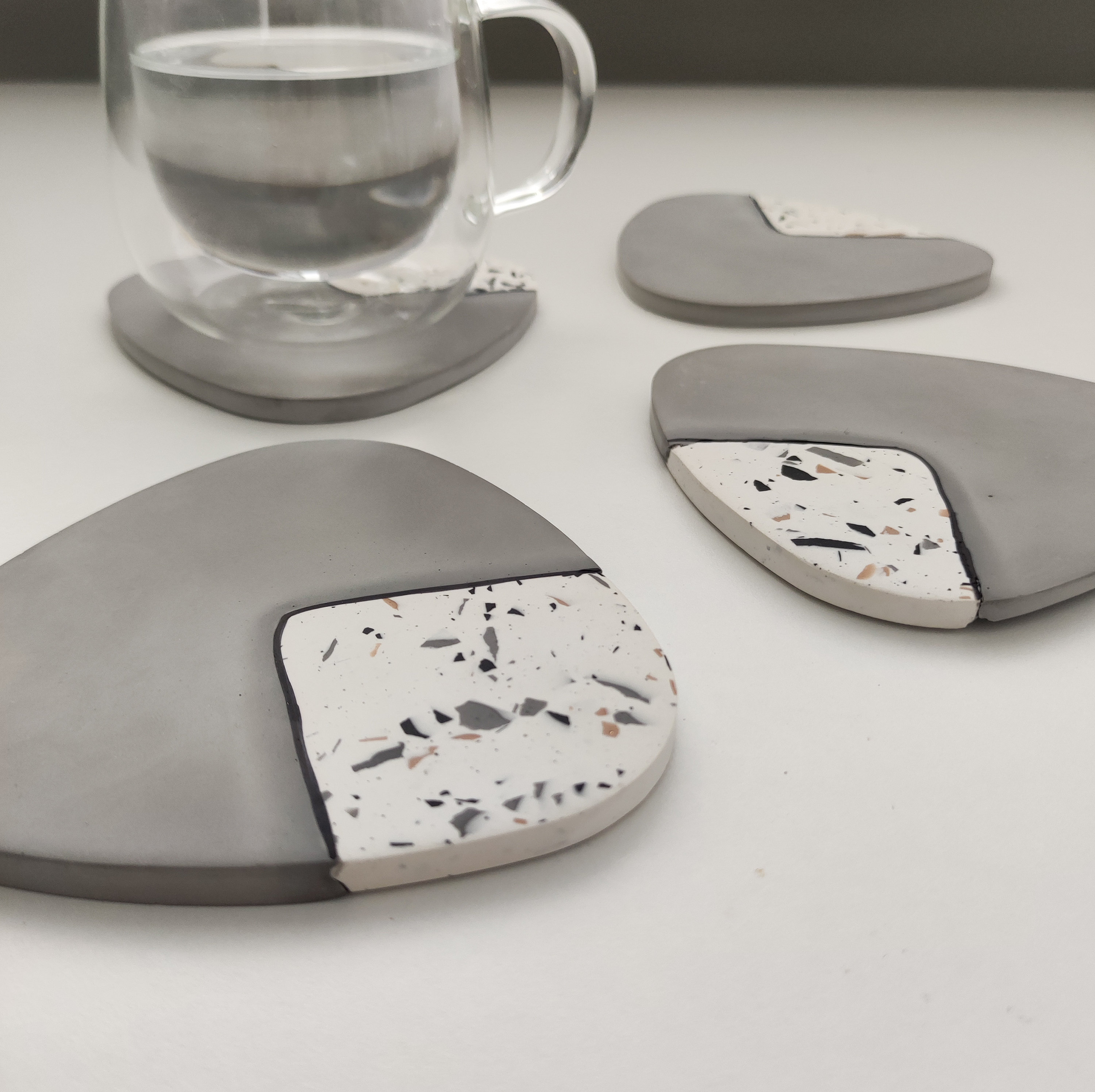 Colorblock Terrazzo Triangle Coasters Pebble Decorative Edc Tray Candle ...