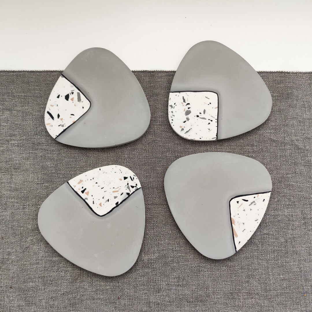 Colorblock Terrazzo Triangle Coasters Pebble Decorative Edc Tray Candle ...