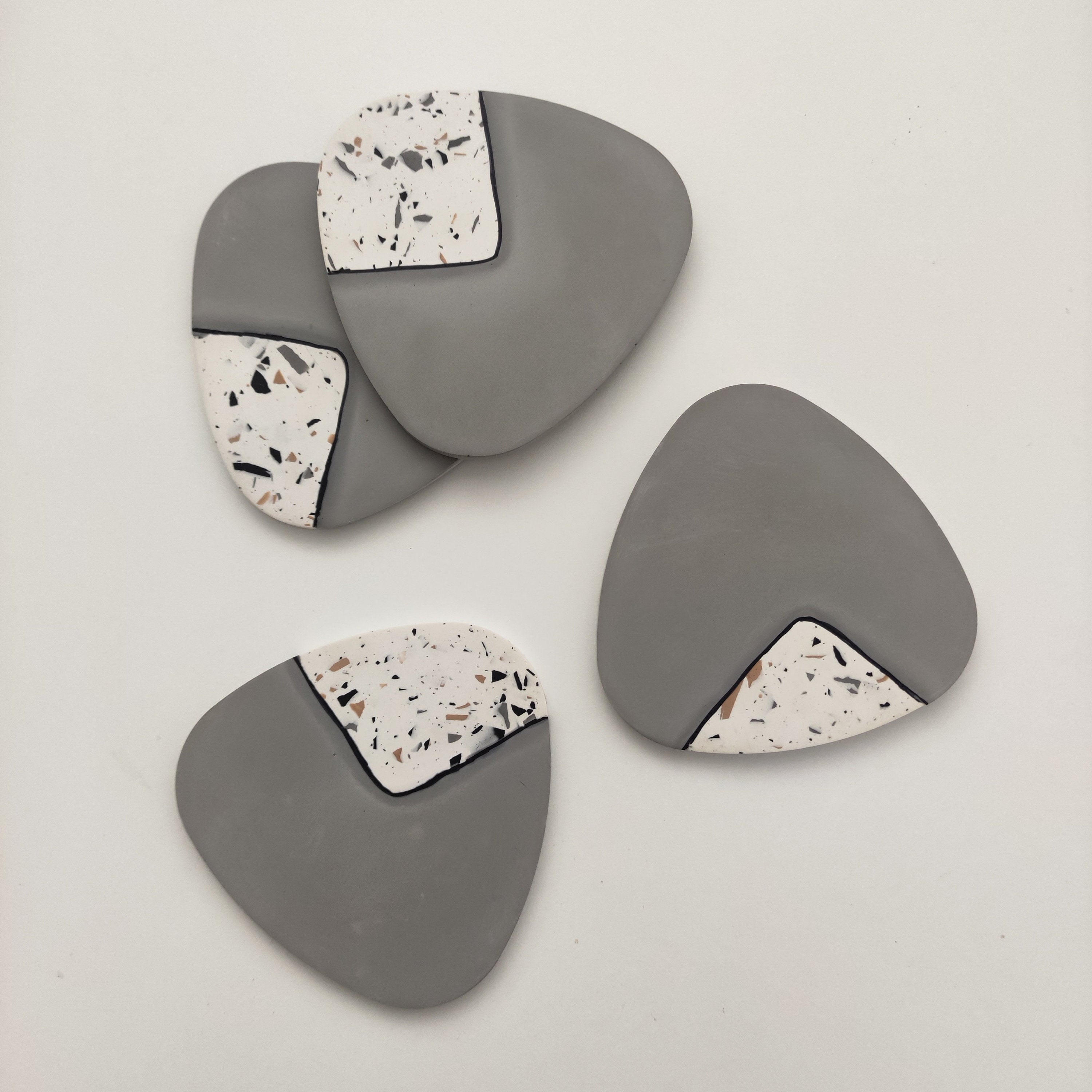 Colorblock Terrazzo Triangle Coasters Pebble Decorative Edc Tray Candle ...