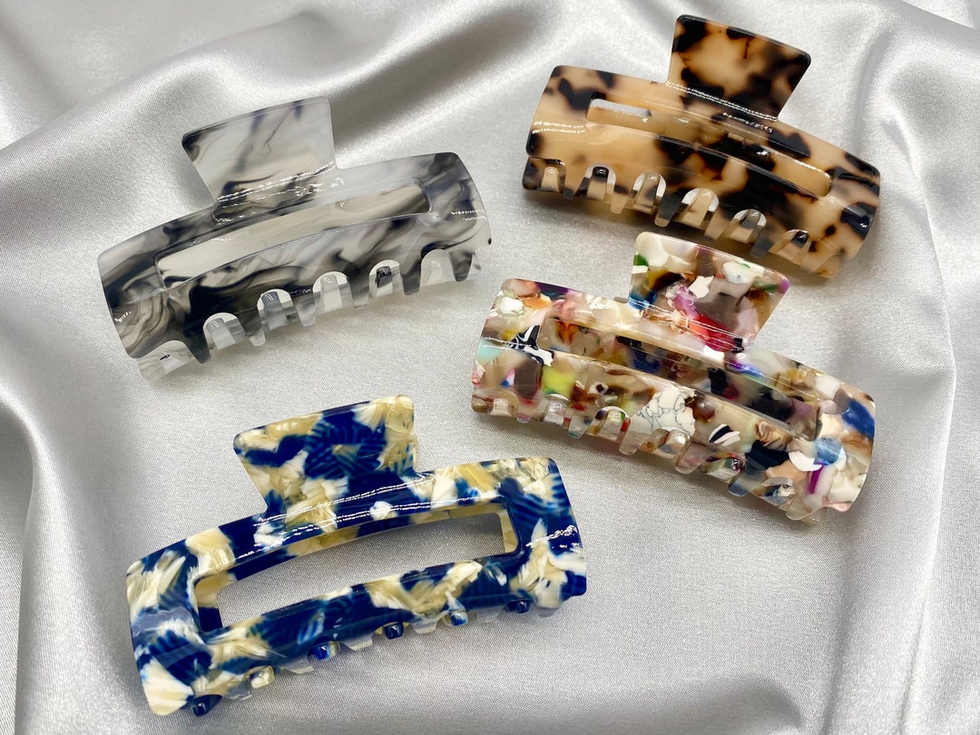 Tortoise Shell Hair Claw, 3in, Medium Rectangular Claw Clip, Hair Claw ...