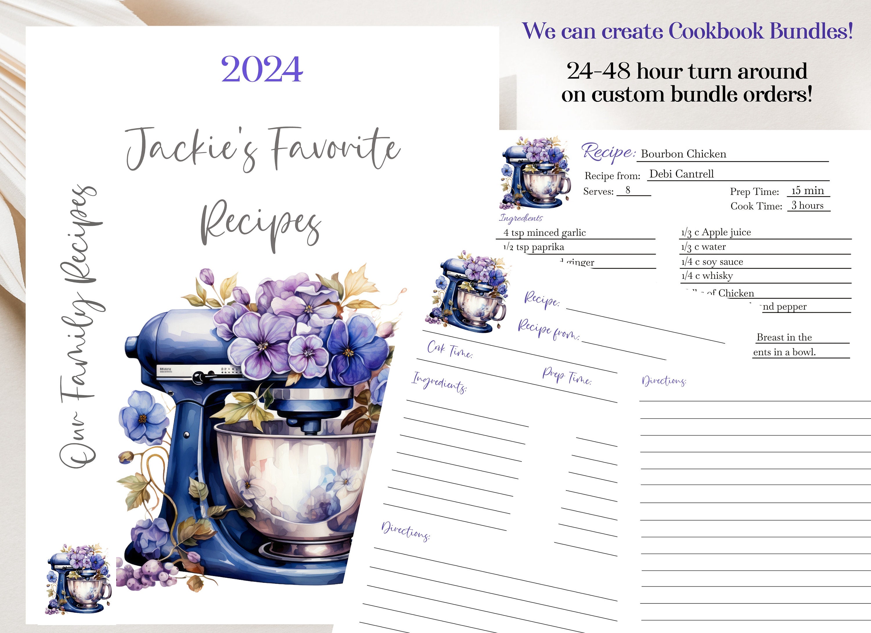 Personalized Family Cookbook Cover Template: Editable Recipe Book ...
