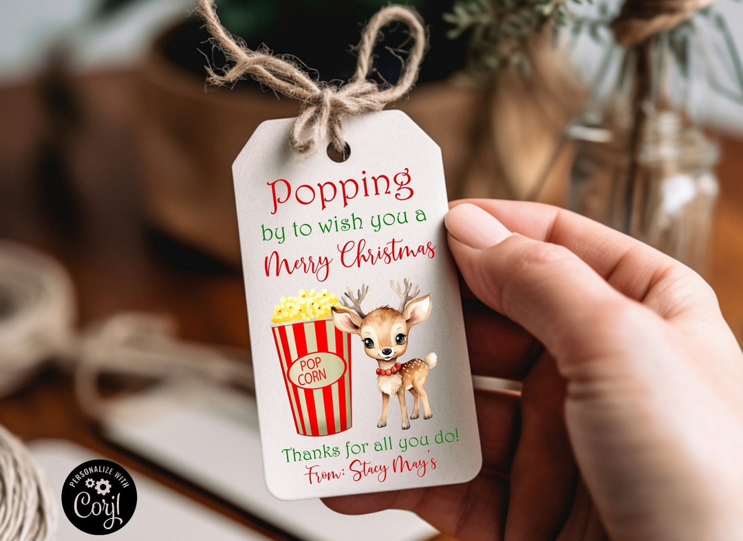 Christmas Gift Tag 2" X 3.5" Editable Digital Download / Just Popping ...