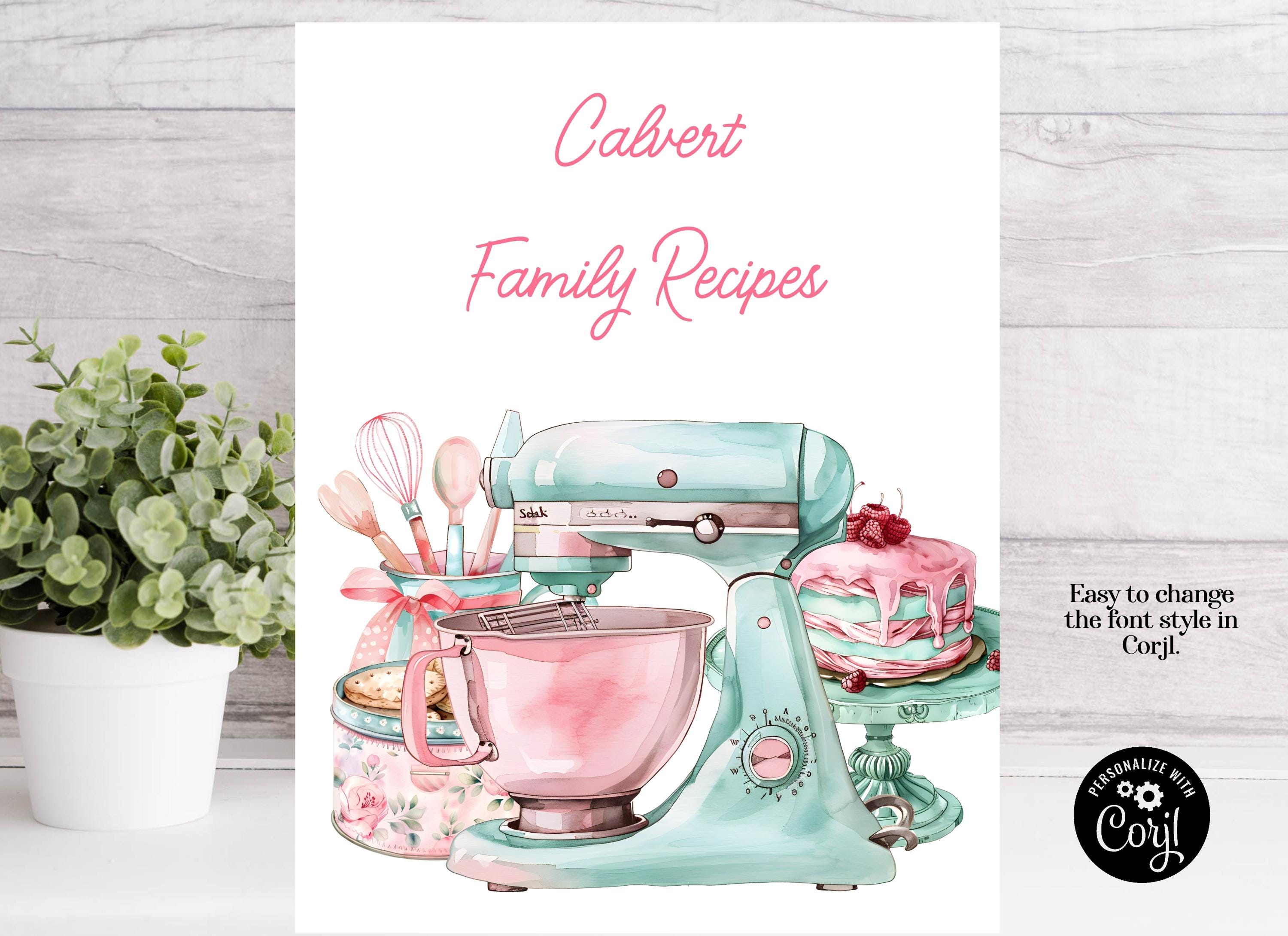 Pink and Green Cookbook Cover & Dividers: Editable Recipe Cards ...