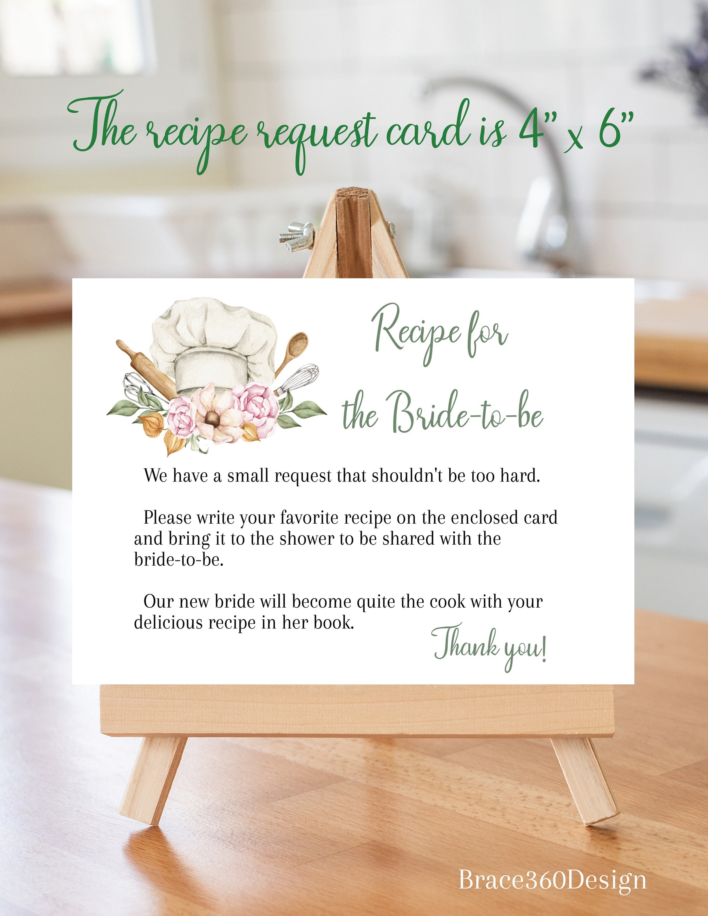 Recipe Request Card Kitchen Shower Recipe Request Card for - Etsy