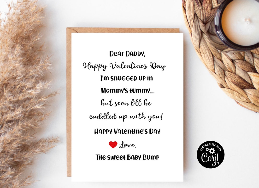 Valentine's Baby Bump Card 5" X 7" Editable Baby Bump Card, Valentines ...