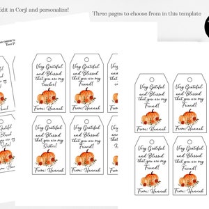 Friendsgiving Gift Tags and Favor Tags 2" X 3.5" Editable Digital ...