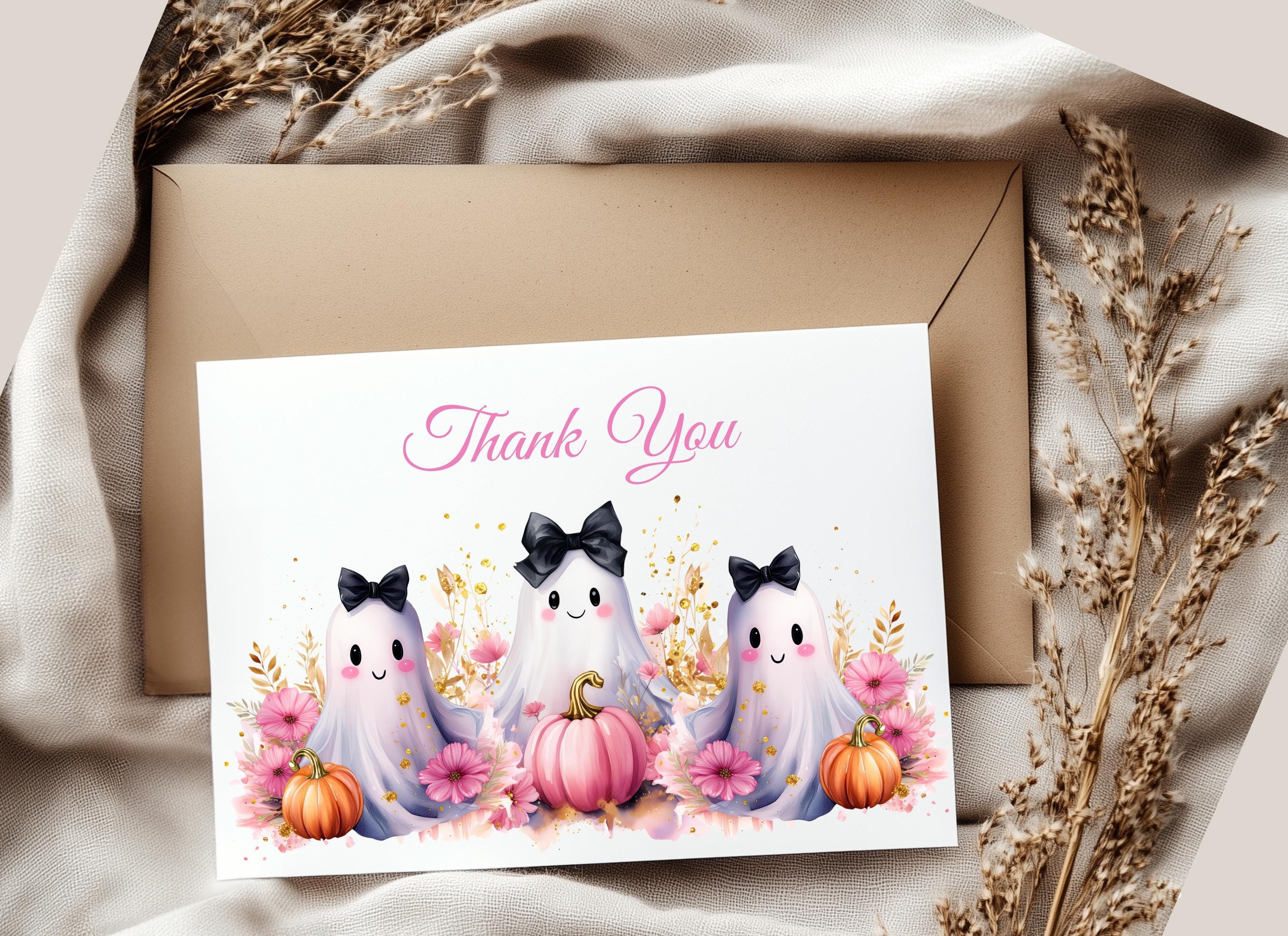 Editable Halloween Ghost Thank You Card, Printable (digital Download ...