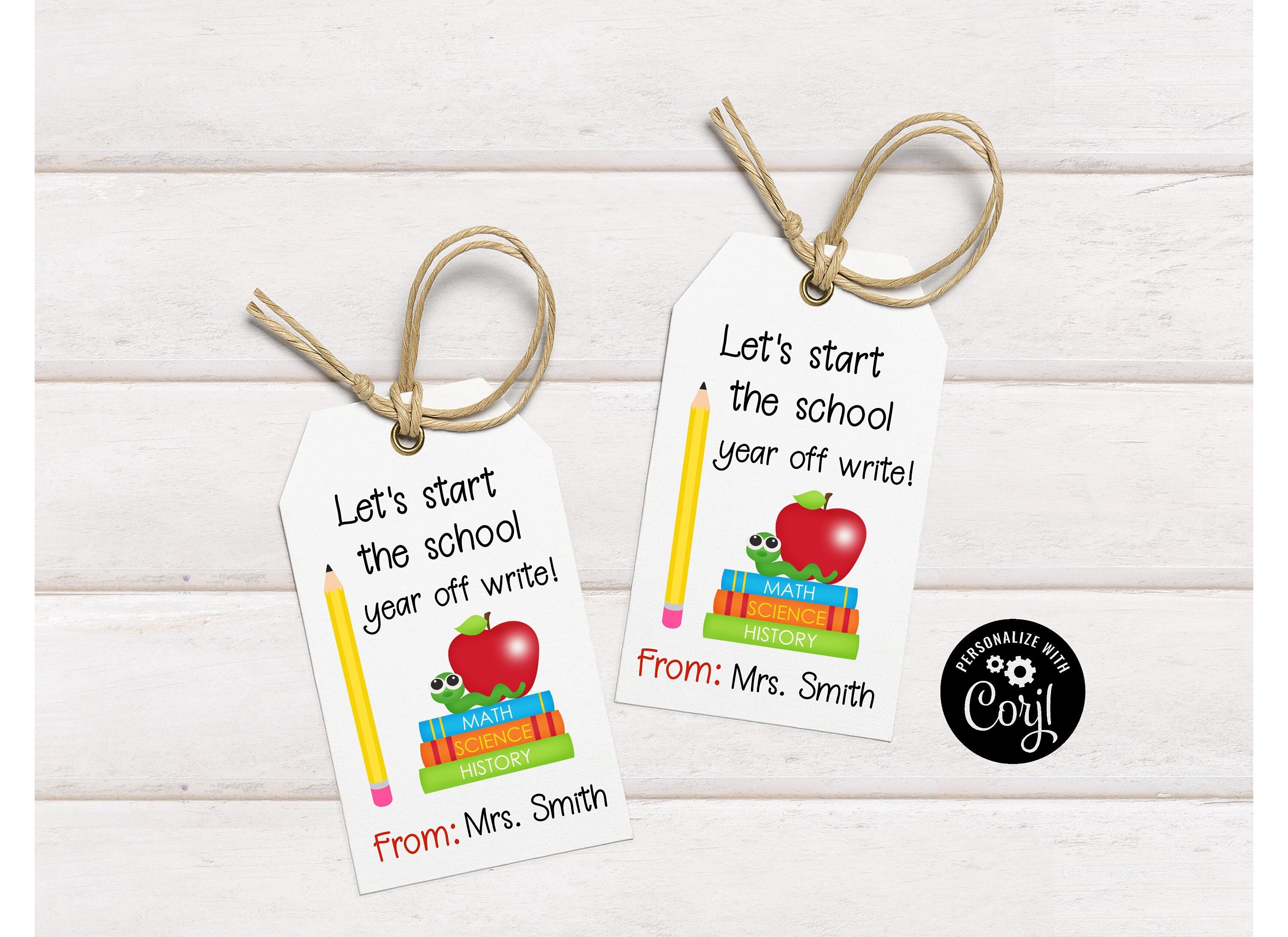 Back to School Favor Tags Instant Digital Download Personalized Teacher ...