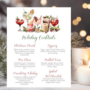 Christmas Bar Menu , Editable Bar Menu Printable, Printable Bar Menu ...
