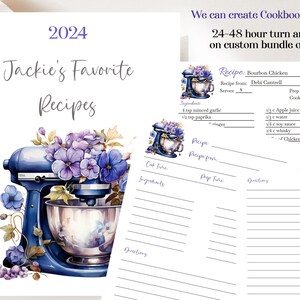 Personalized Printable Cookbook Cover, Cook Book Cover, Editable ...