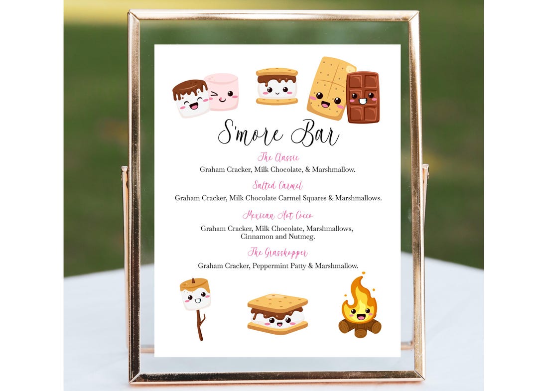 Smore Bar Menu Sign Instant Digital Download We Can Personalize the ...