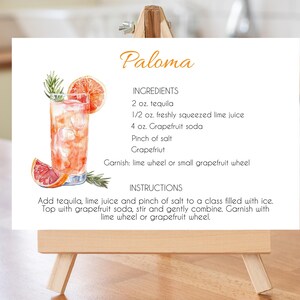 Paloma Cocktail Recipe Sign: Grapefruit Drink (digital Download) - Etsy