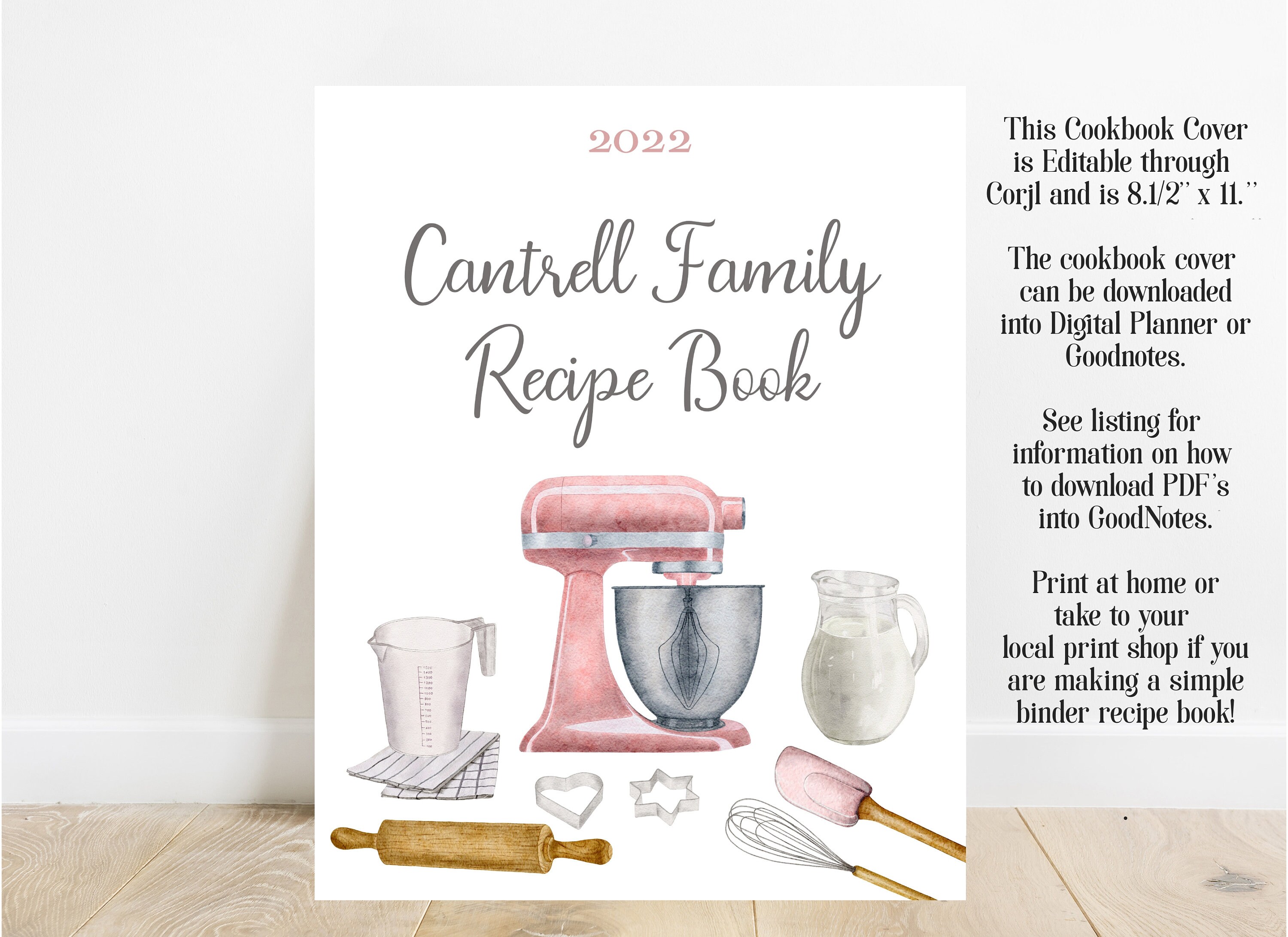 Personalized Cook Book Cover Editable Cookbook Cover - Etsy Canada