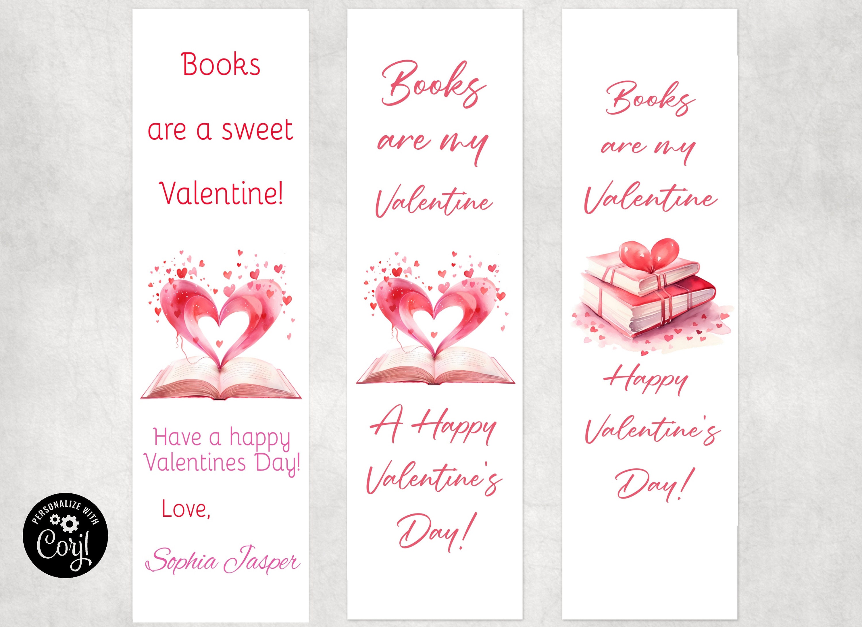 Valentine's Day Digital Printable Bookmarks / Valentine's Day Bookmark ...