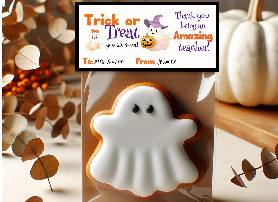 Editable Halloween Teacher Gift Tag, Cookie Bag Topper (PDF) - Etsy