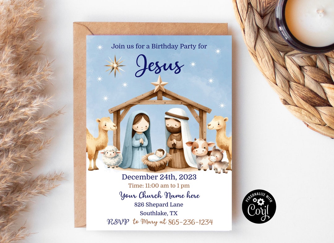 Happy Birthday Jesus Invitation, Editable Birthday Party for Jesus ...