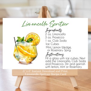 Limoncello Spritzer Recipe Card: Printable Cocktail Sign (digital ...